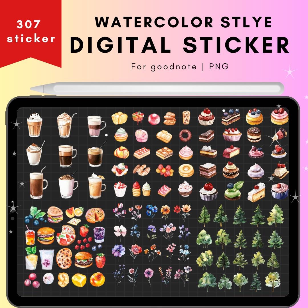 Watercolor Digital Sticker Pack for Goodnotes - Etsy