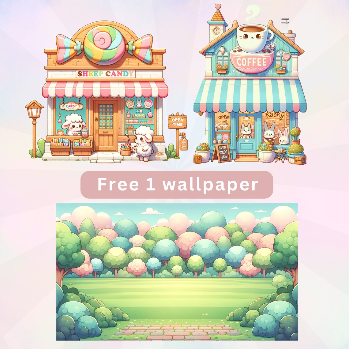 Cute Shop Clipart L Cute Animal Storefronts PNG Set - Etsy