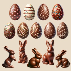 Chocolate Easter Bunny & Egg Clipart, 14PNG Files - Etsy