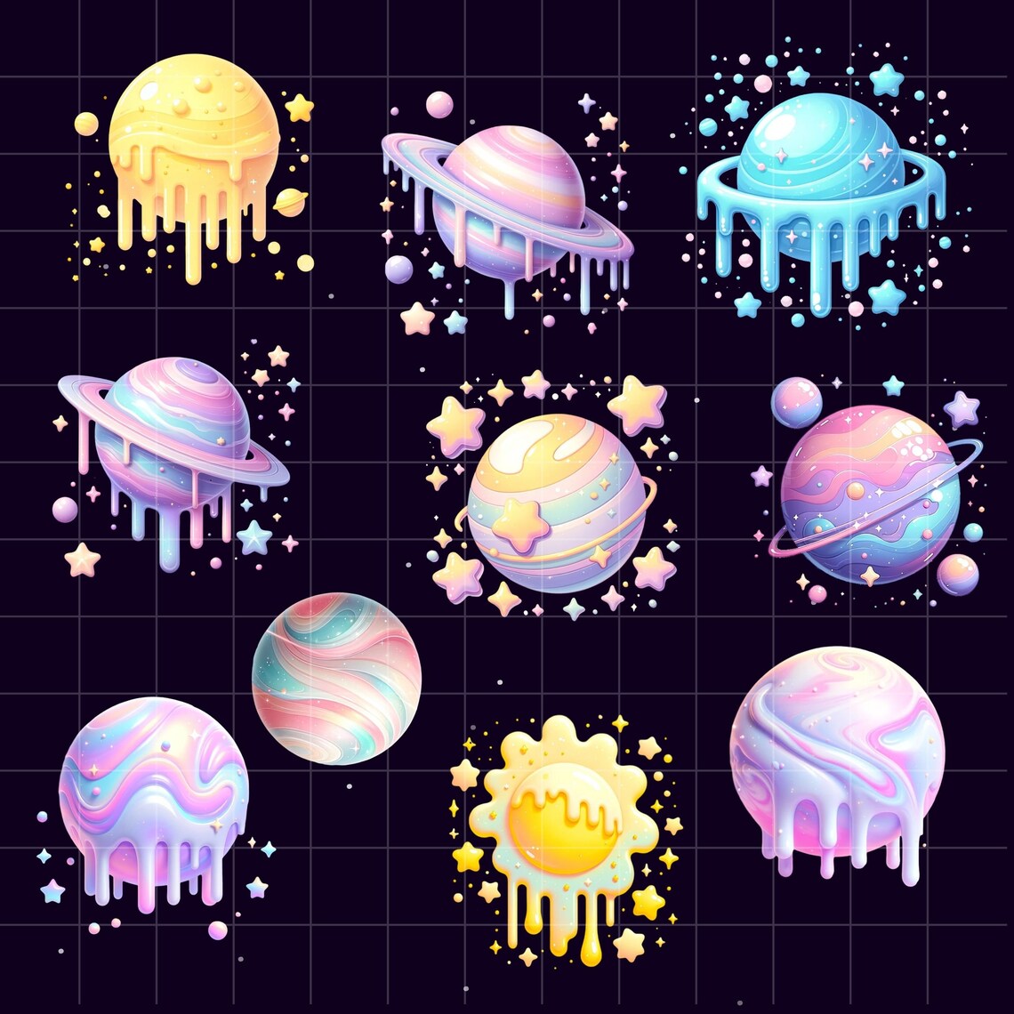 Planet Galaxy Clipart Collection L Pastel Space Clipart Pack - Etsy