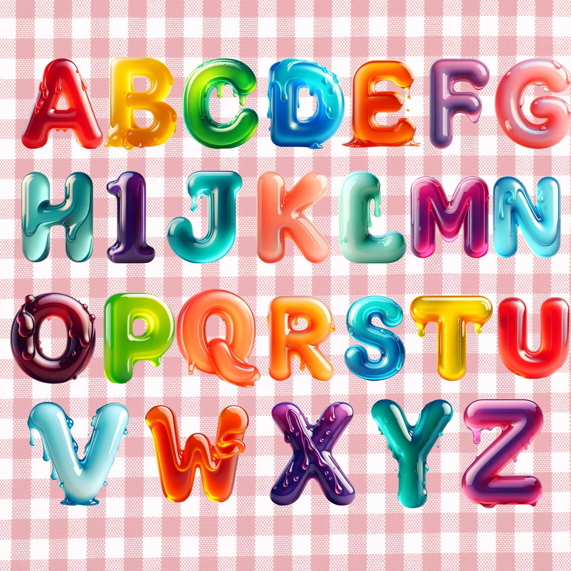 Jelly Delight Alphabet - 3D Melted Jelly Letters and Numbers Clipart - Etsy