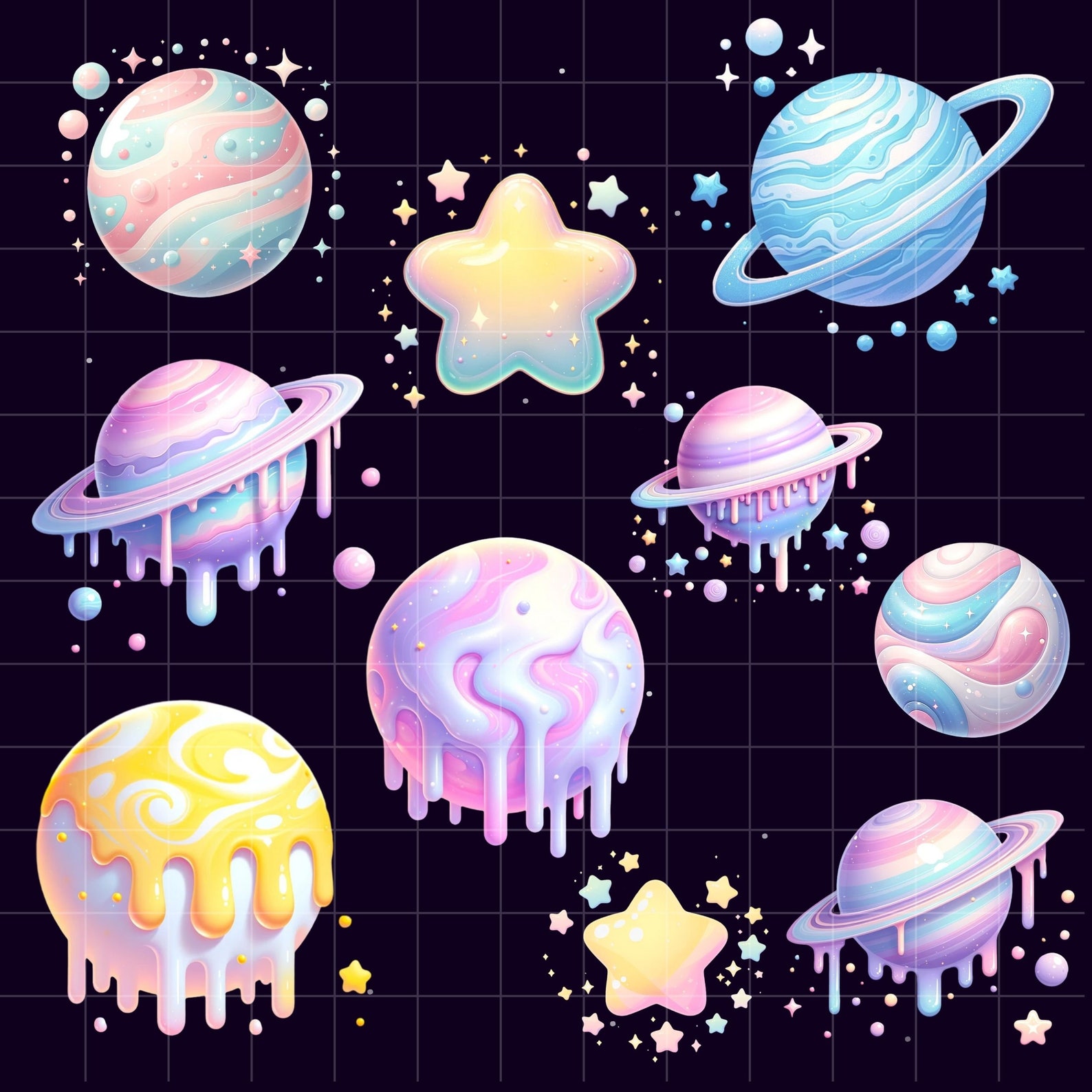 Planet Galaxy Clipart Collection L Pastel Space Clipart Pack - Etsy