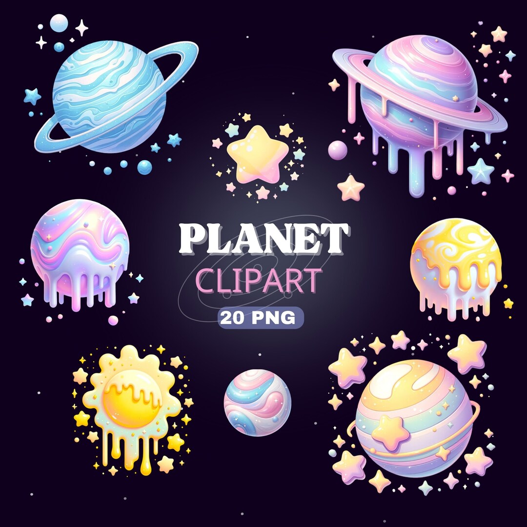 Planet Galaxy Clipart Collection L Pastel Space Clipart Pack - Etsy