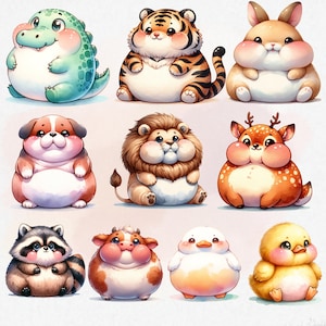 Fat Animal Clipart Collection - Etsy