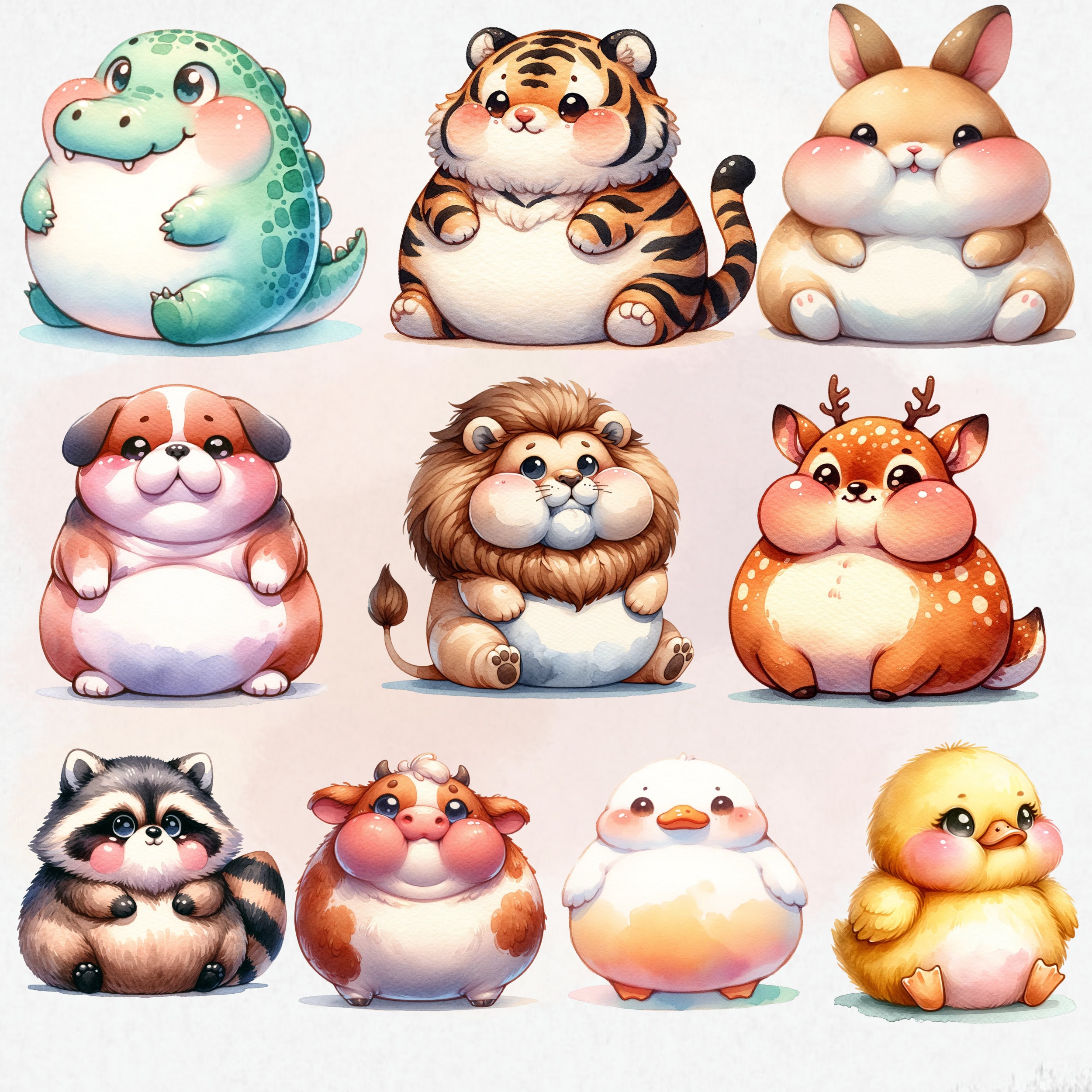Fat Animal Clipart Collection - Etsy