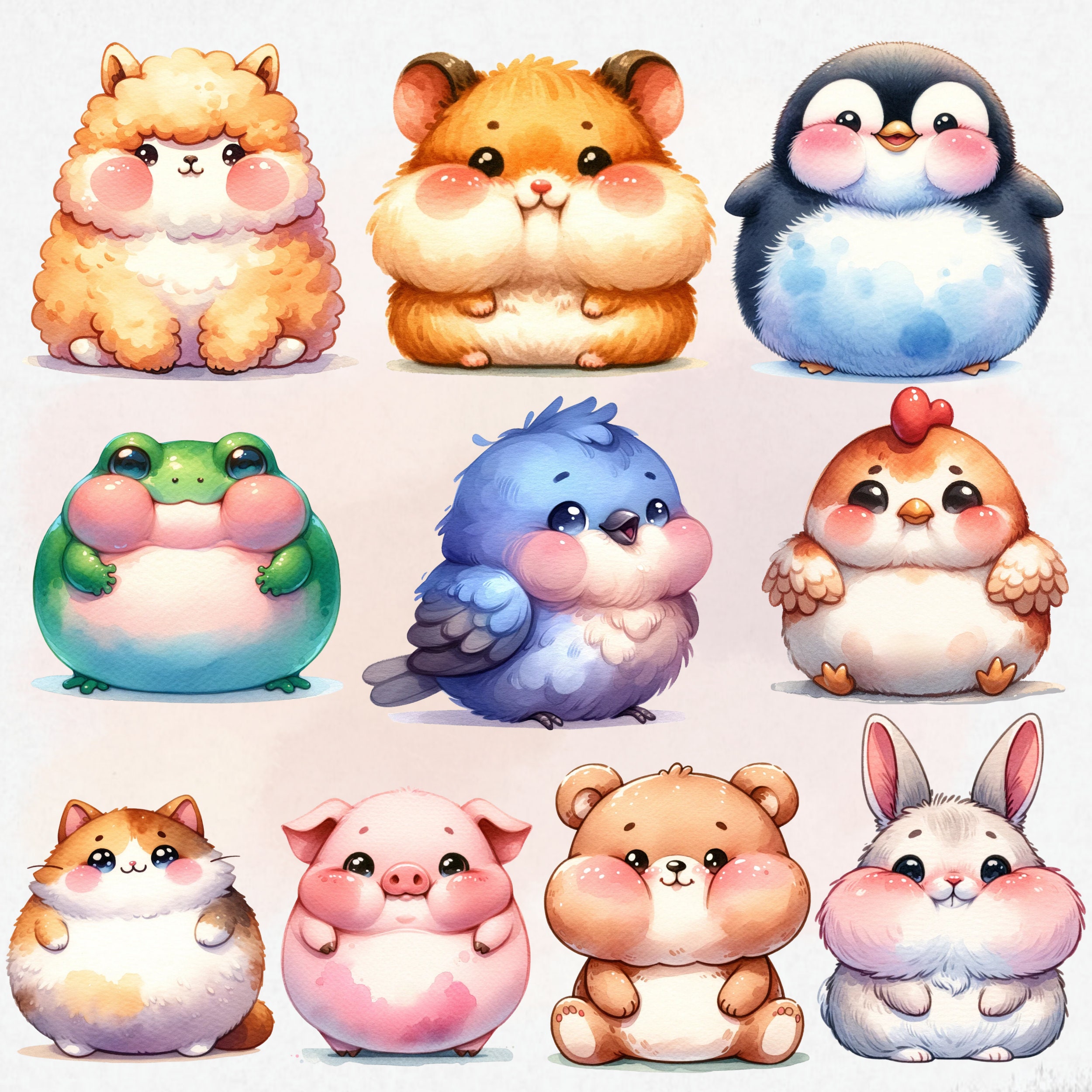 Fat Animal Clipart Collection - Etsy