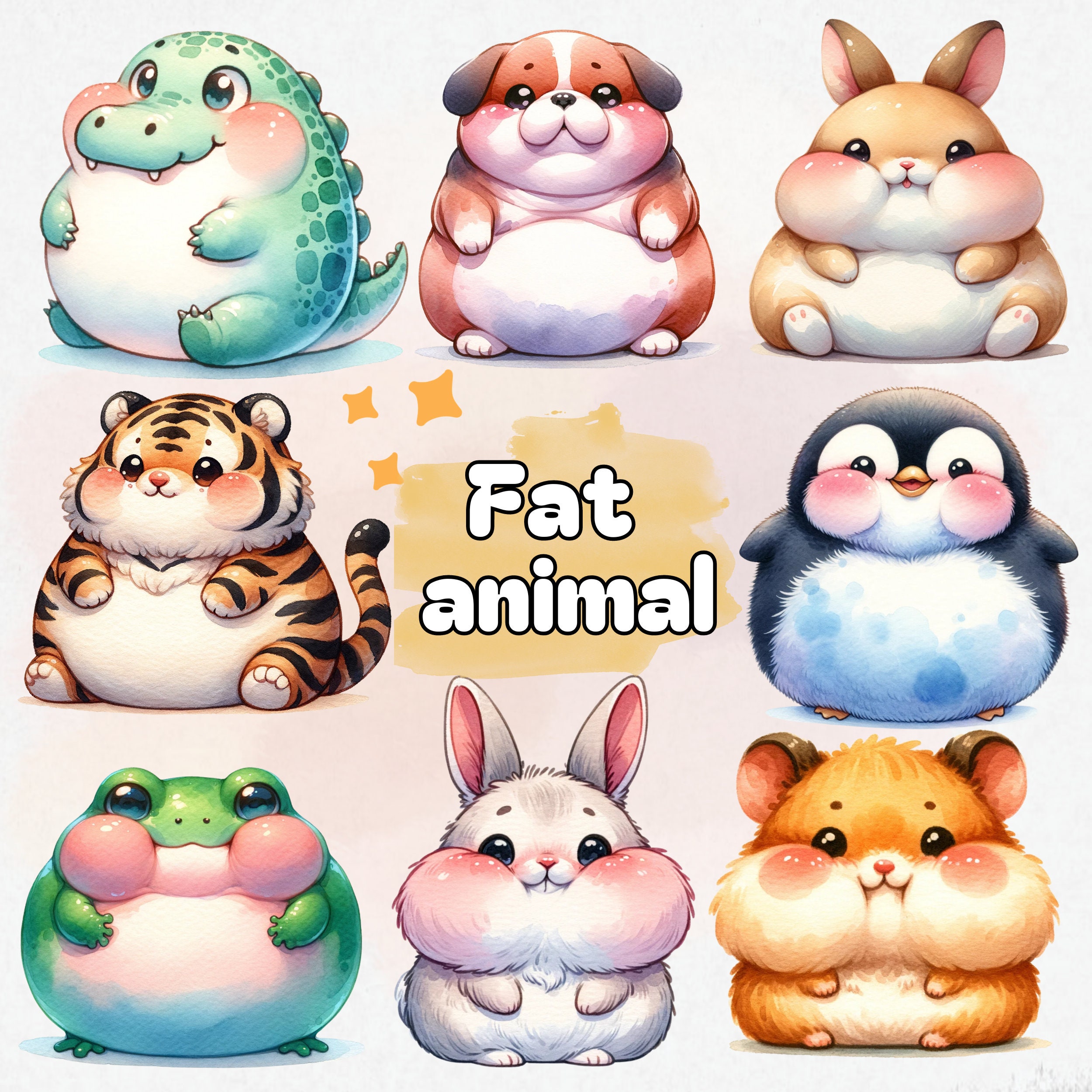 Fat Animal Clipart Collection - Etsy