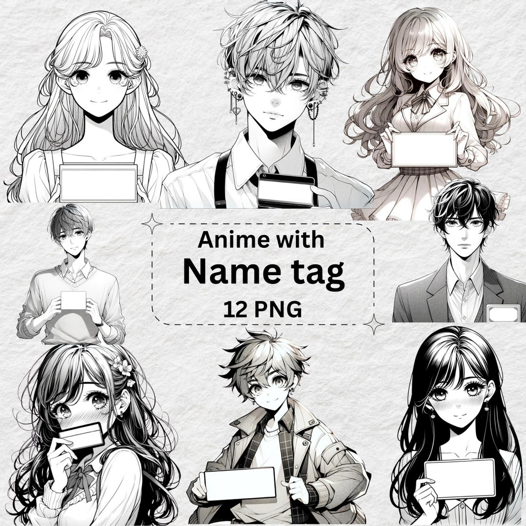 Sketch-style Anime Characters With Name Tags L Name Plate - Etsy