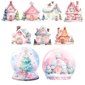 Cute Watercolor Christmas Clipart Bundle - 70 PNG Cute Holiday Elements ...