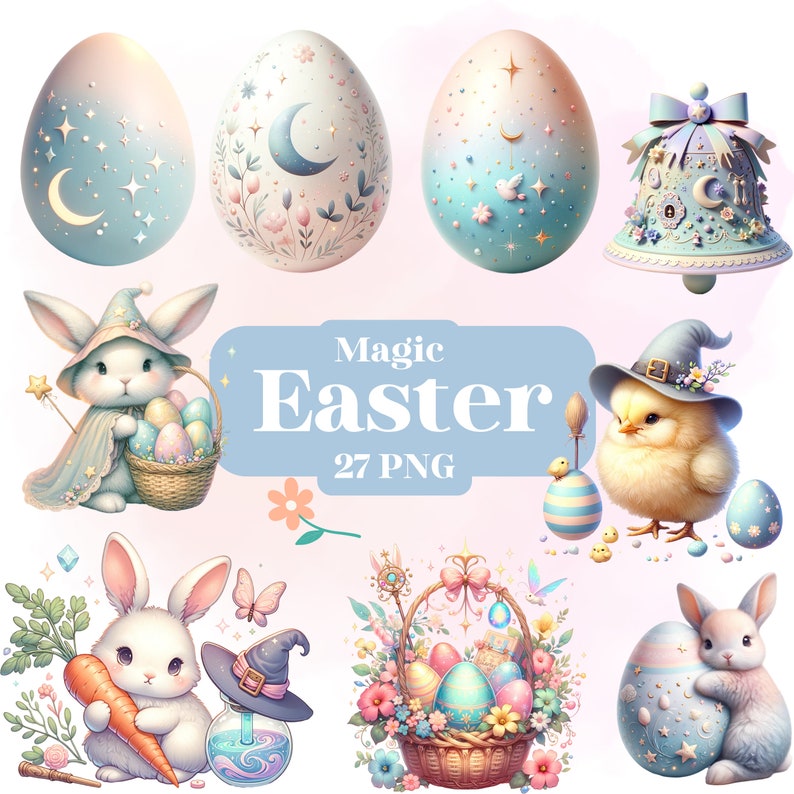 Enchanted Easter Wonders - Magical Easter Themed Clipart, 27 PNG ...