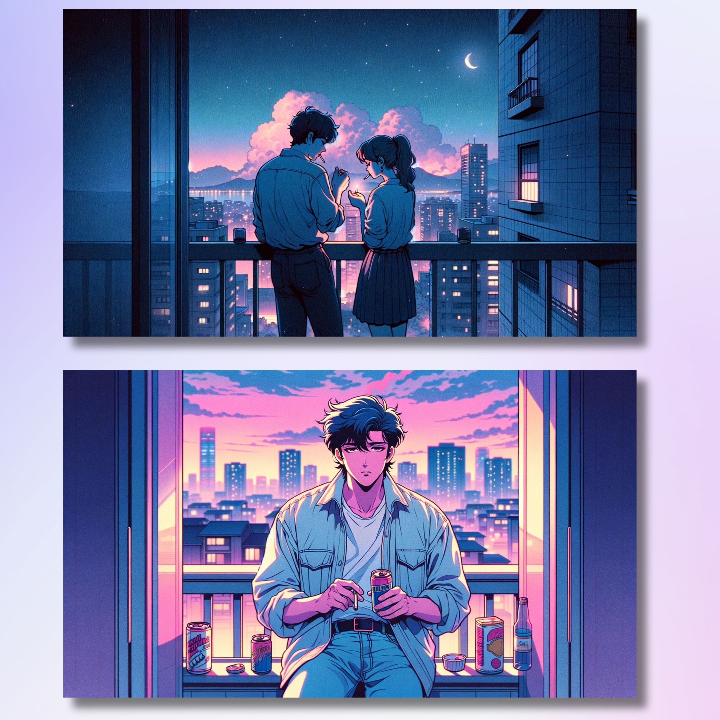 Vintage 80s Cityscape Wallpaper Lofi Set - Pastel Aesthetic, 20 JPG ...