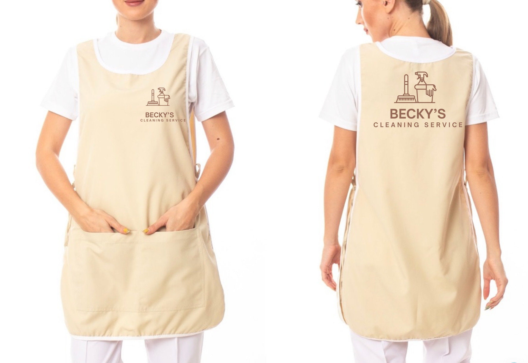 Personalised Front-pocketed Cleaning Tabard, Housekeeping Staff ...