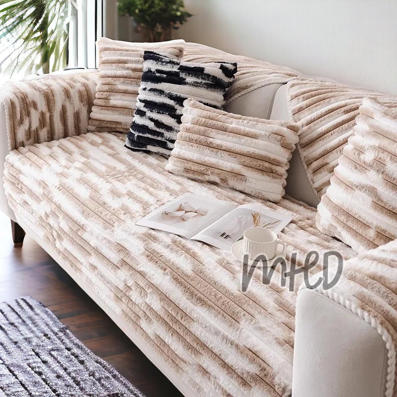 Modern Plush Sofa Cover Sofa Topper for Cat, Plush Material Sofa Cover ...