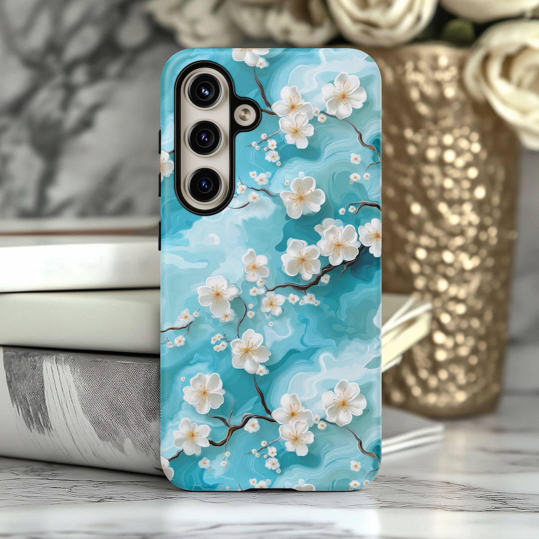Floral Cherry Blossom Phone Case Flower Blue Aesthetic Magsafe® iPhone ...