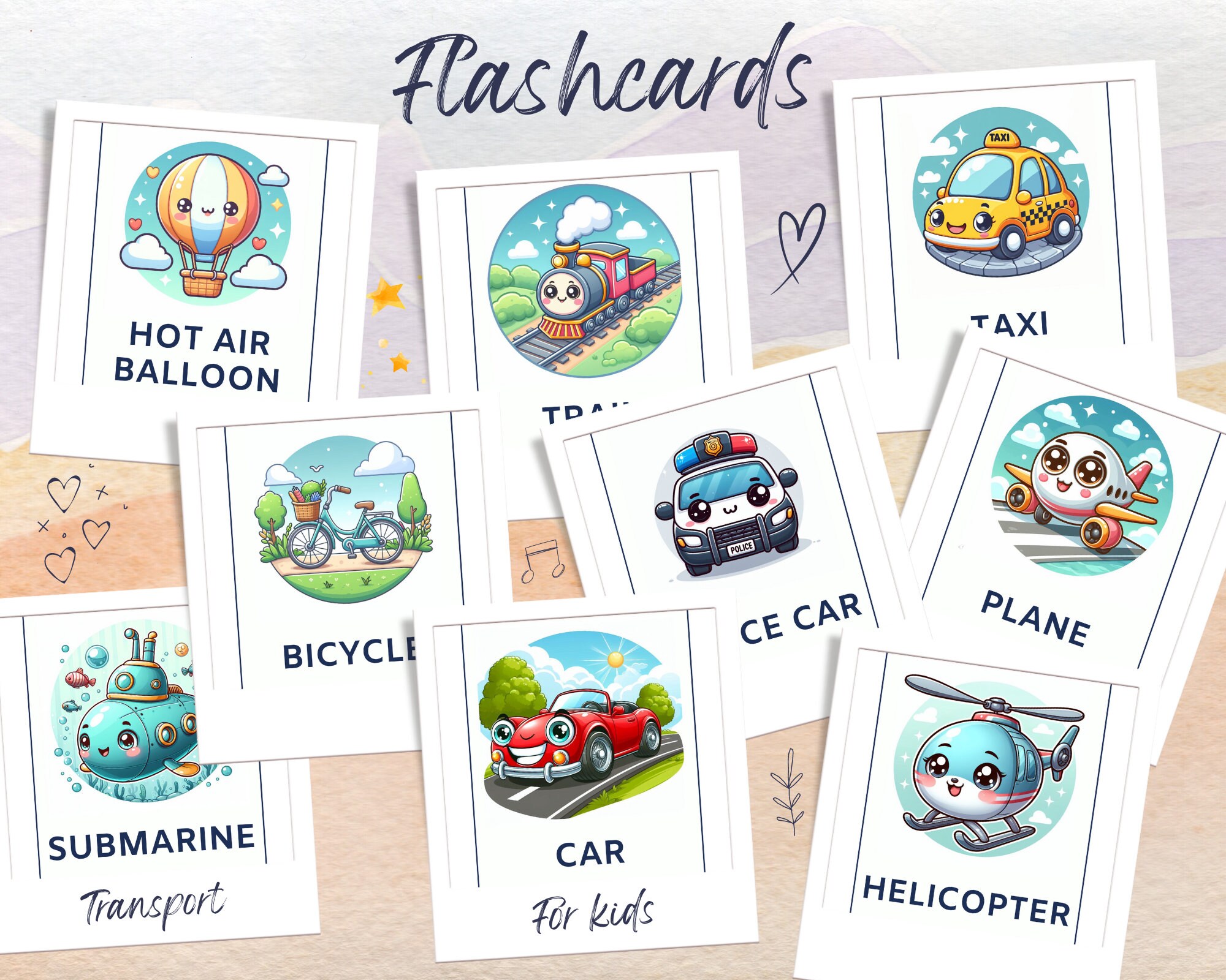 Vehicles Flashcards for Kids Ready to Print - Etsy