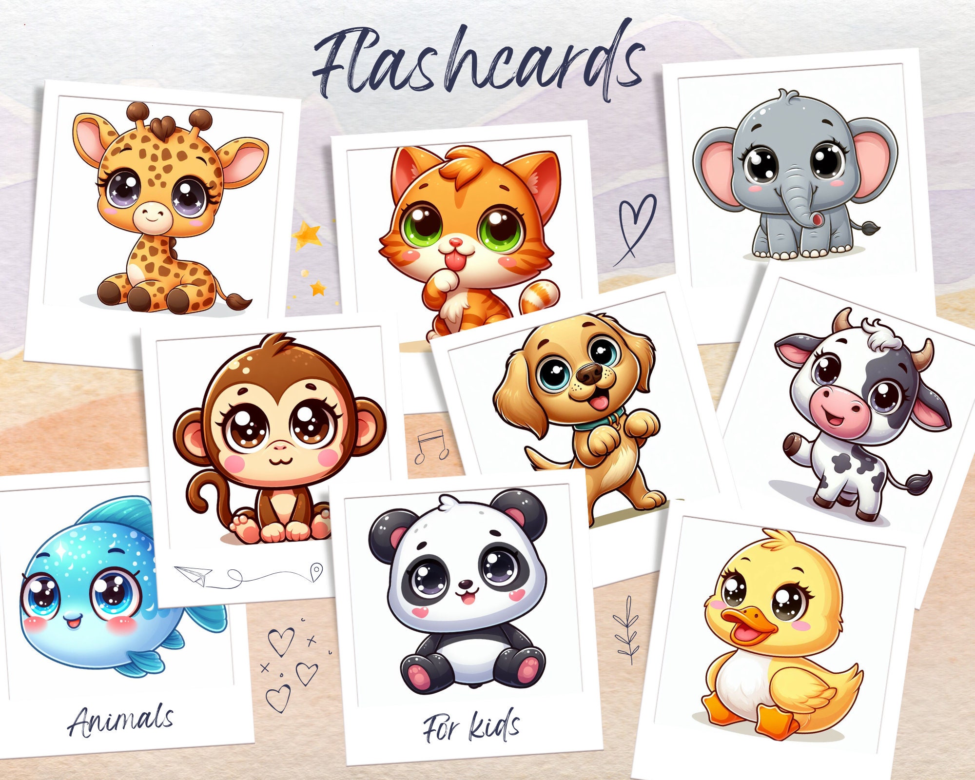 Animal Flashcards for Kids Ready to Print - Etsy