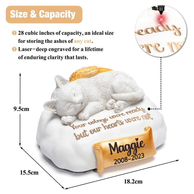 Personalized Cat Urn, Pet Urns for Cat Ashes Engraved With Your Pet's ...