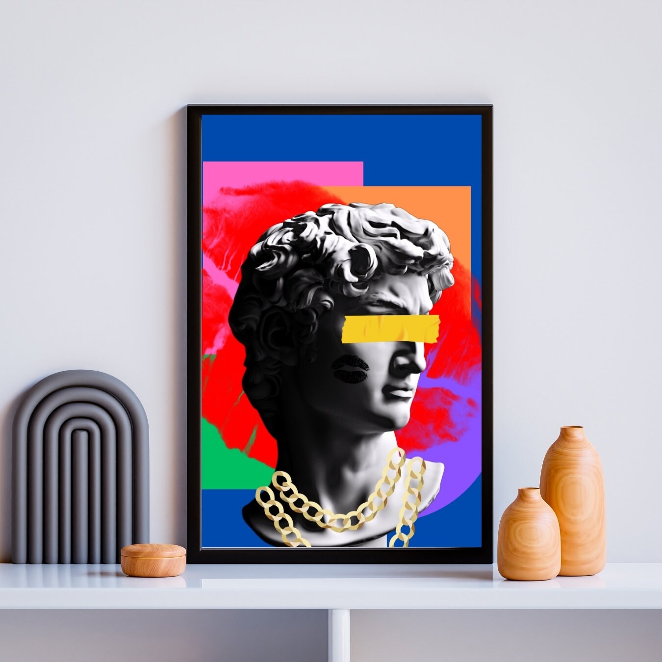 Set of 3 Statue Pop Art Prints, Historical Art Reproduction ...
