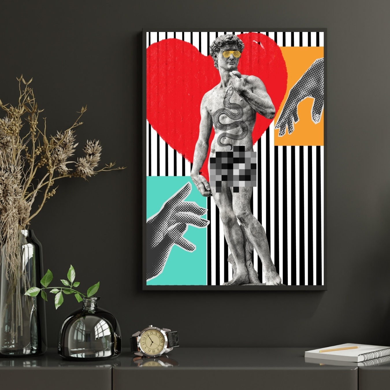 Set of 3 Statue Pop Art Prints, Historical Art Reproduction ...