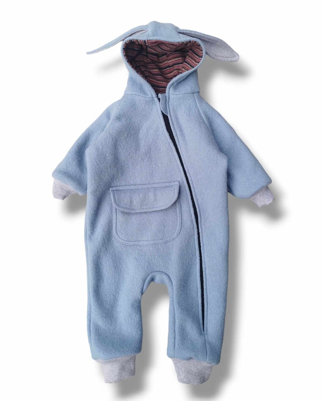 Wool Overalls for Kids, Soft Warm Bunny Ears Hood Bodysuit for Baby ...