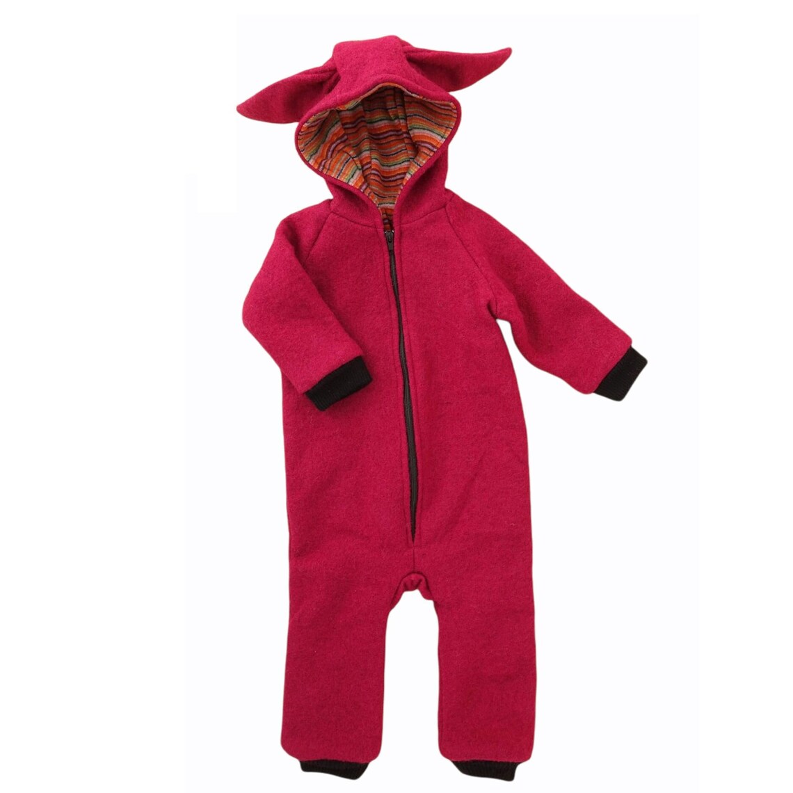 Wool Overalls for Kids Soft Warm Bunny Bunting Ears Hood Bodysuit for ...