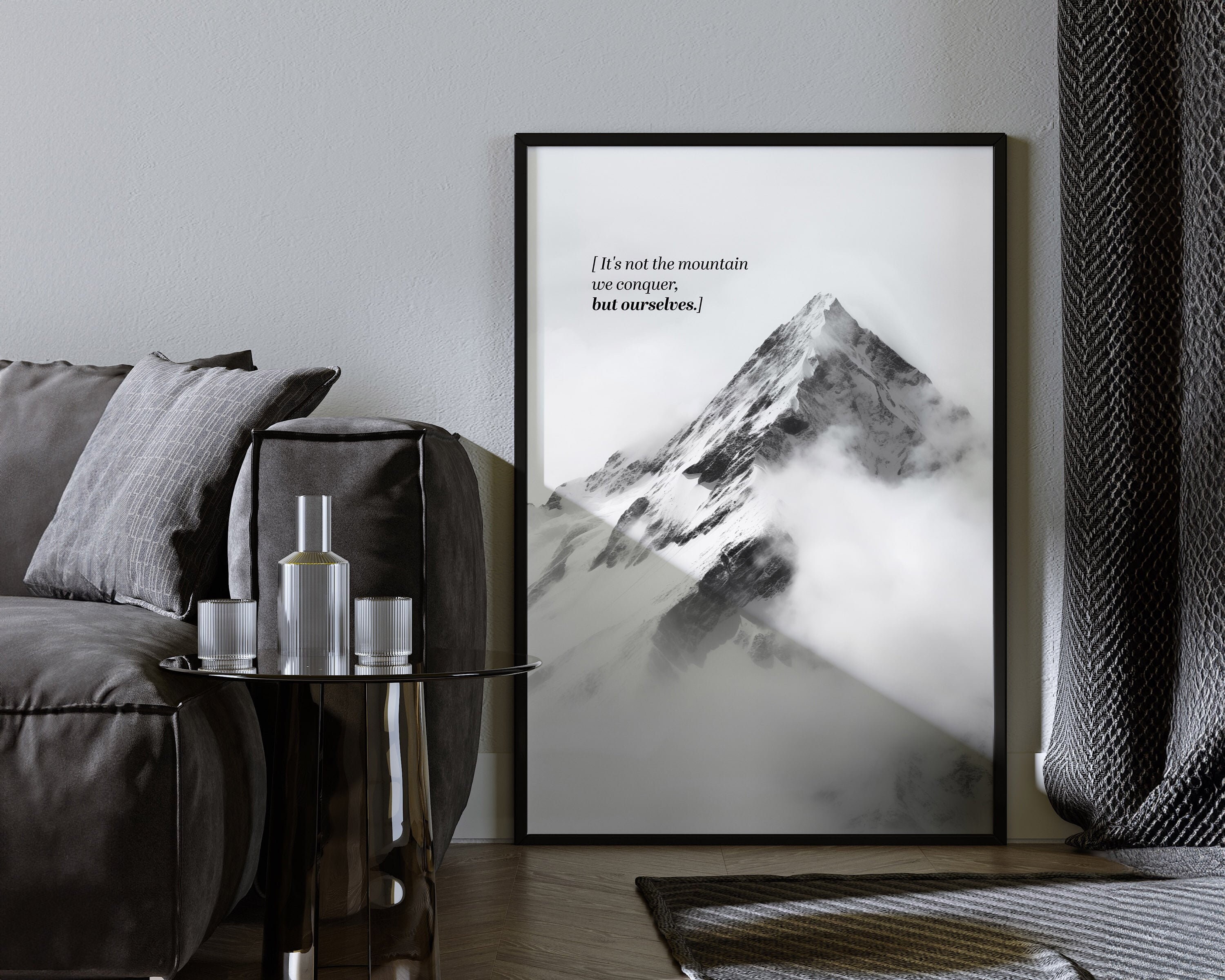Affirmation Printable Poster, Black and White Mountains Print - Etsy