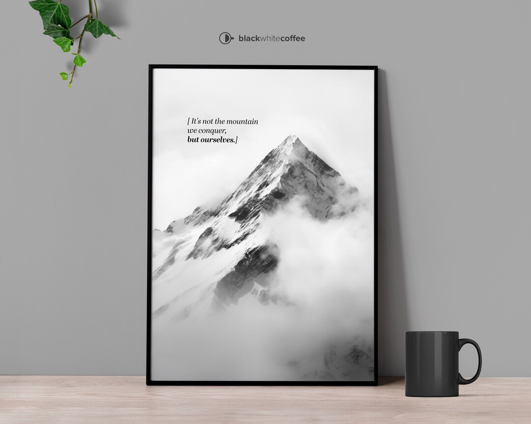 Affirmation Printable Poster, Black and White Mountains Print - Etsy