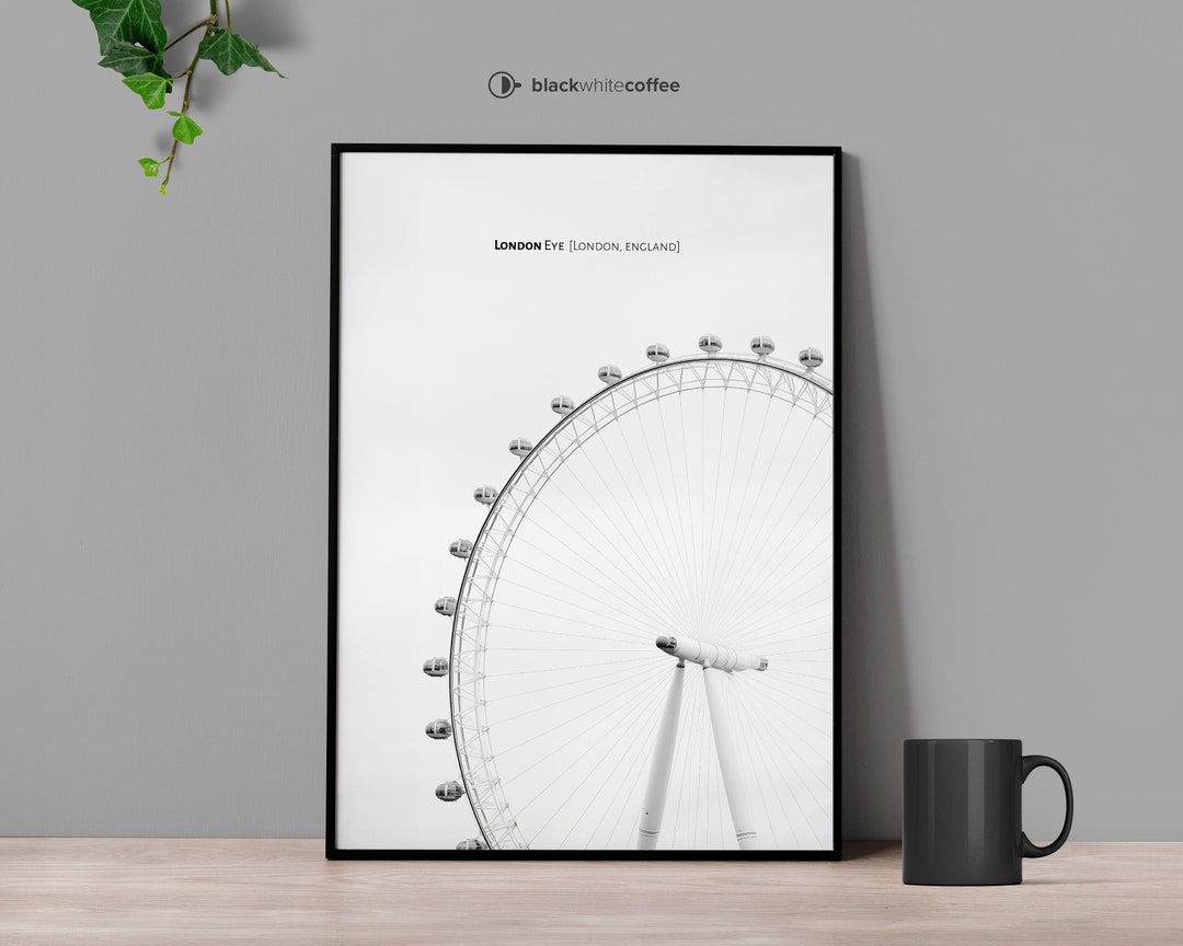 London Eye Poster. Ferris Wheel. Minimalist Black and White Printable ...