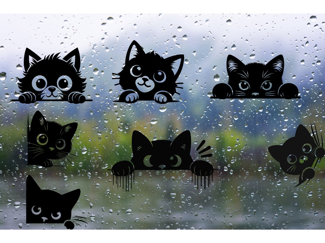 Cute Cat Peeking Decal | Cat Sticker | Vinyl Sticker | Decal | Windows ...