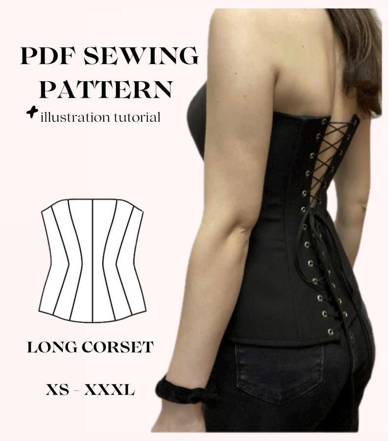 Long Corset Pattern, Pdf Sewing Pattern With Tutorial, XS-XXXL Sizes - Etsy