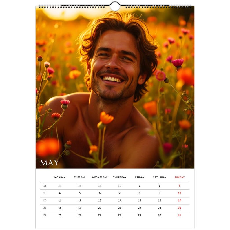 Dream of Hot Guys Wall Calendar Calendar A3 A4 2026 Shirtless Men ...