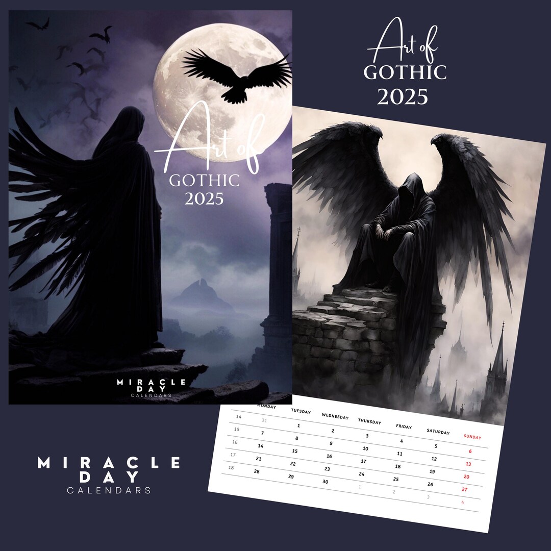 Art of Gothic Wall Calendar Calendar A3 A4 2025 Castle Ruins, Ravens ...