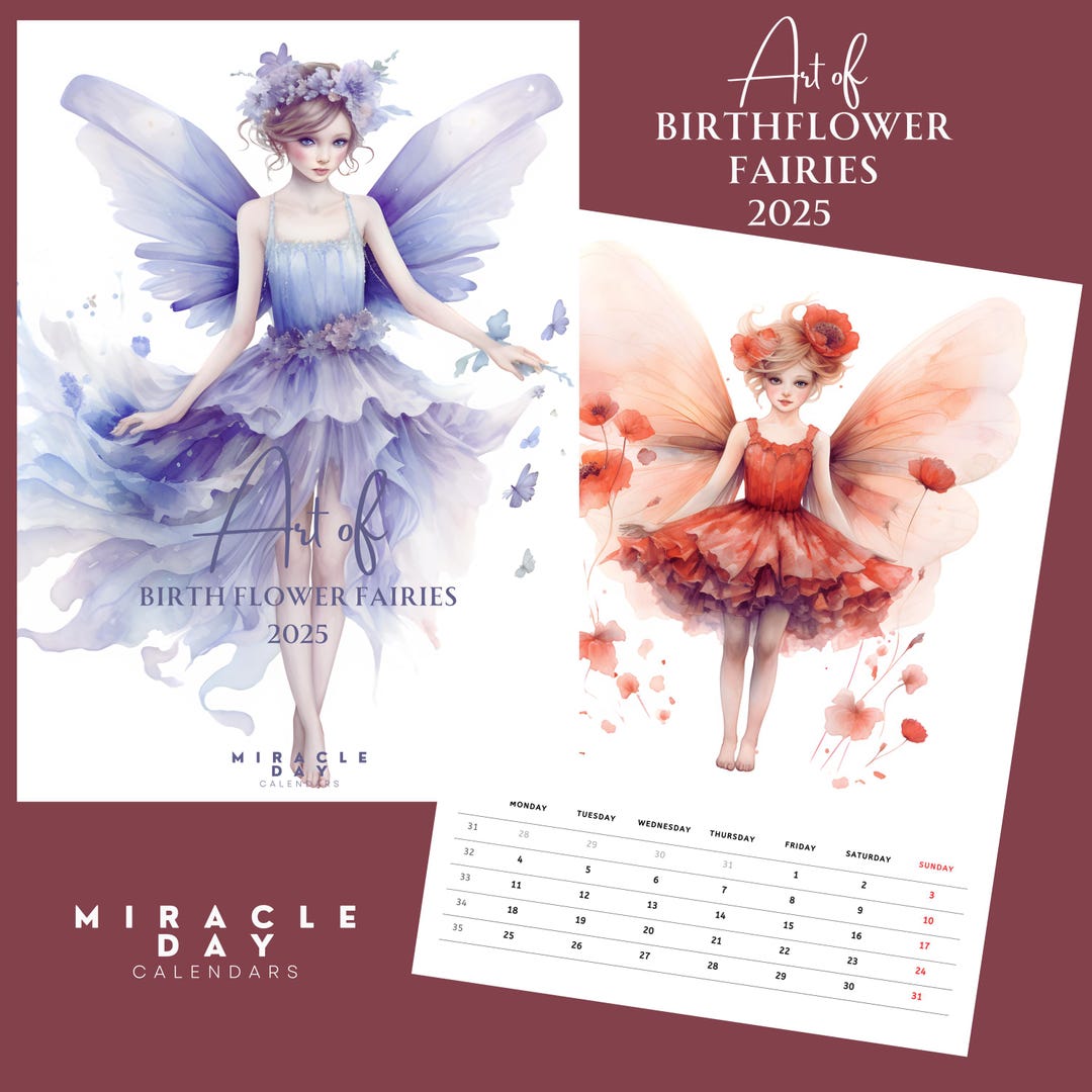 Art of Birth Flower Fairies Wall Calendar A3 A4 2025 Fairies, Flowers ...