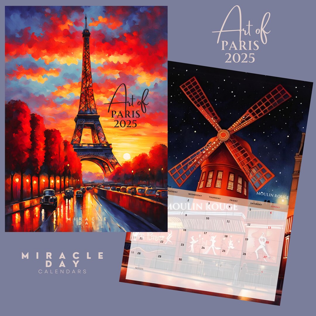 Art of Paris Wall Planner A3 A4 City Calendar, Travel, Holiday ...