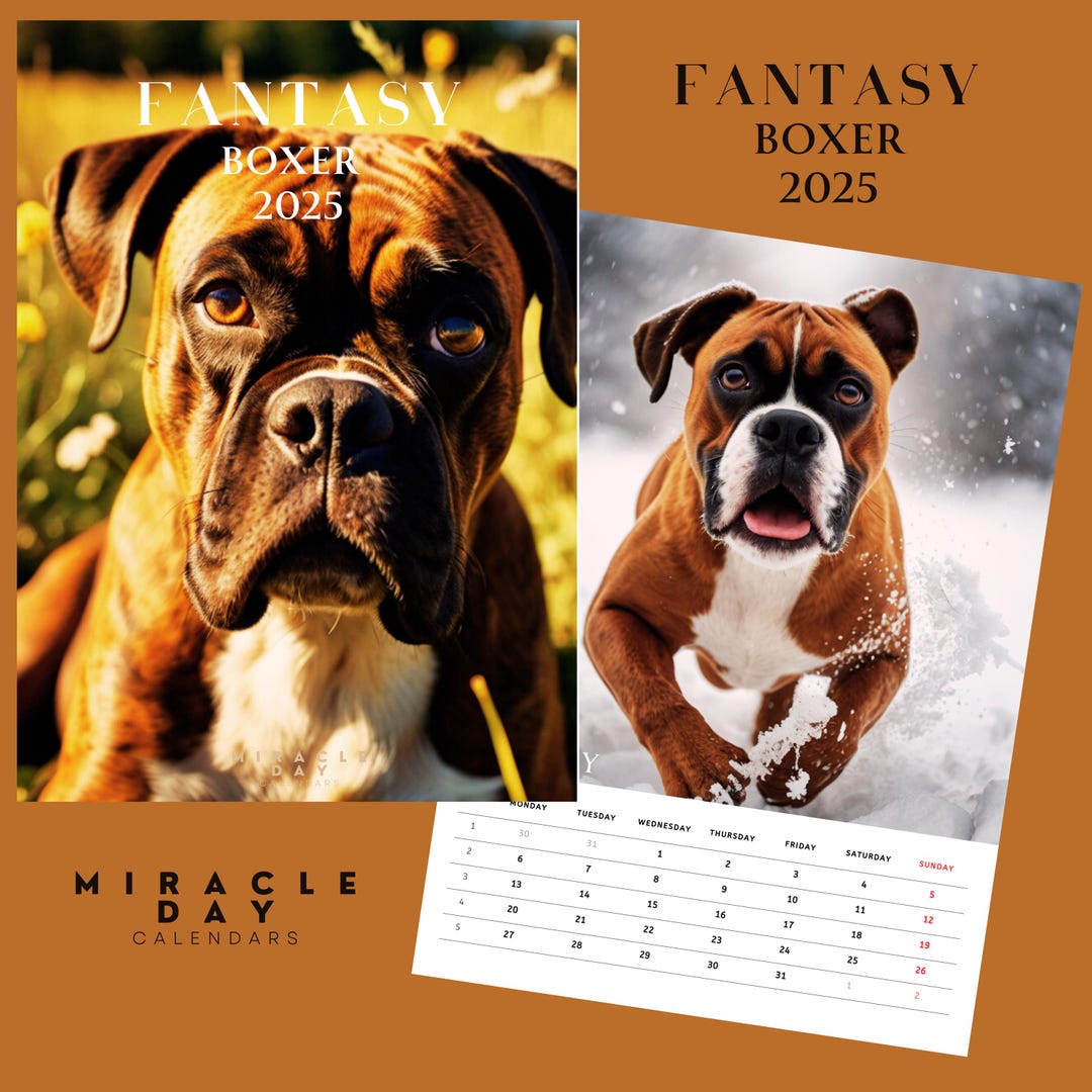 Fantasy Boxer Wall Calendar A4 A3 2025 Dog Breed to Fall in Love With ...