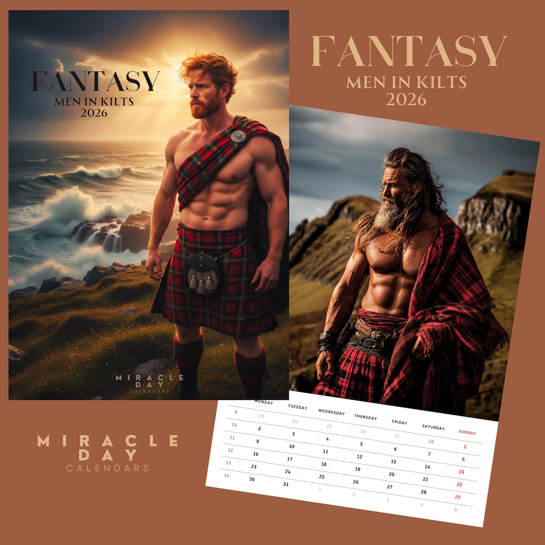 Fantasy Men in Kilts Wall Calendar 2026 A3 A4 – Scottish Calendar ...