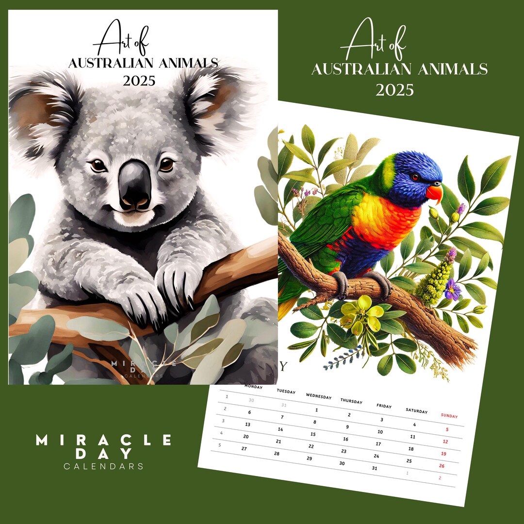 Art of Australian Animals Wall Calendar A4 A3 2025 Animal Calendar ...