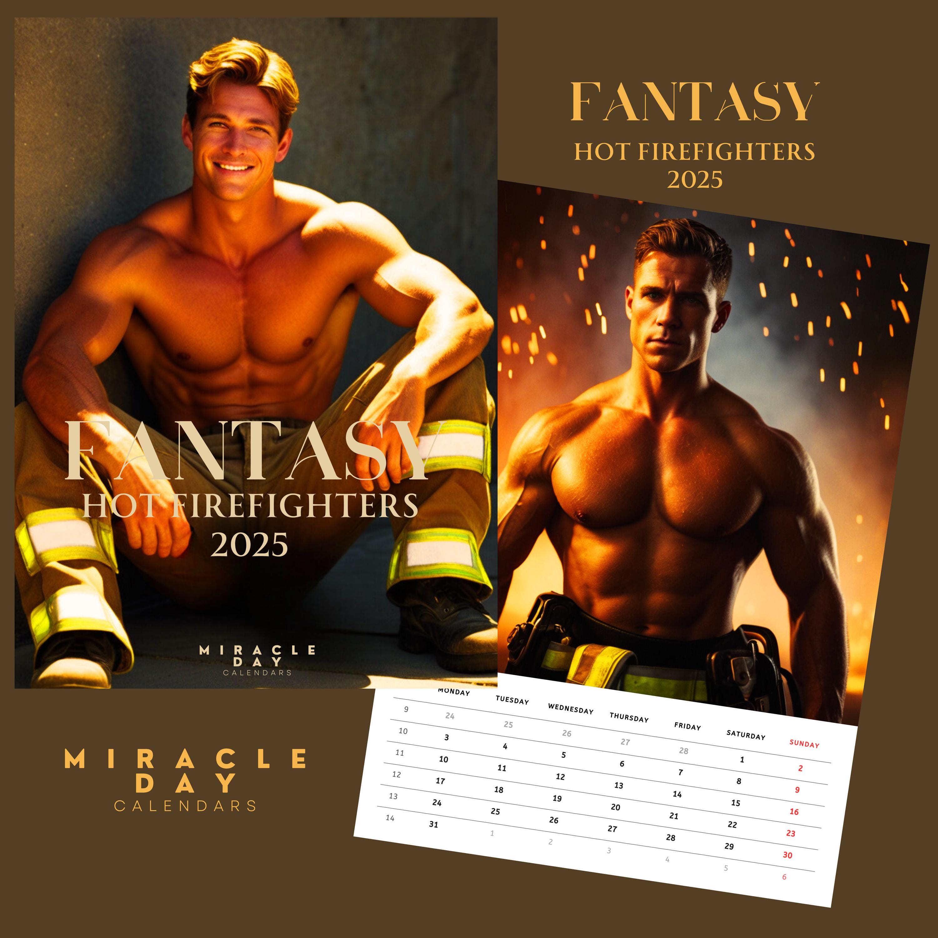 Fantasy Hot Firefighters Wall Calendar Calendar 2025 A3 A4 – Firemen ...