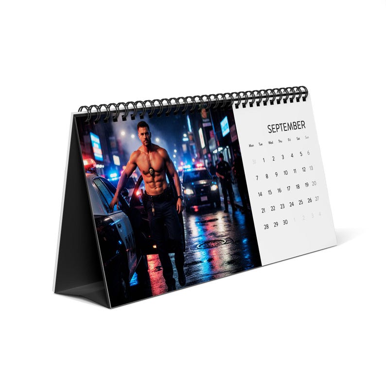 Art of Shirtless Men in Uniforms Desk Calendar 2026 Strength Nature ...