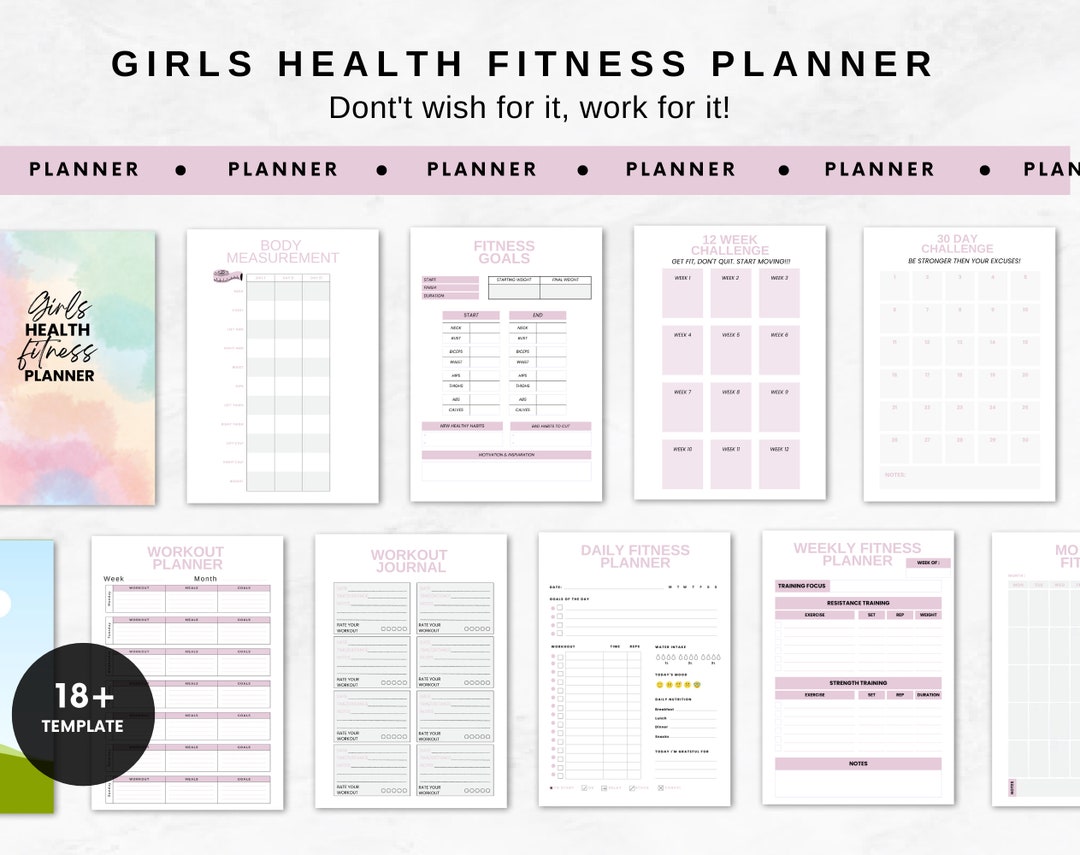 Canva Fitness Planner Template, Digitale Pink Fitness Journal, Daily ...
