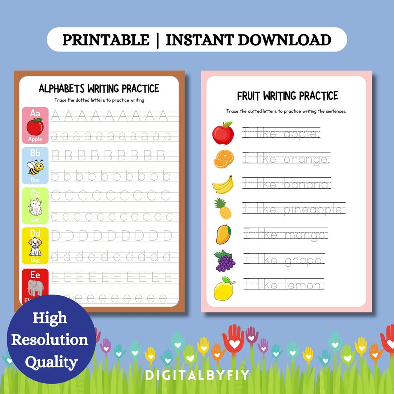 33 Pages Writing Practice, Preschool Handwriting Worksheets, Coloring ...