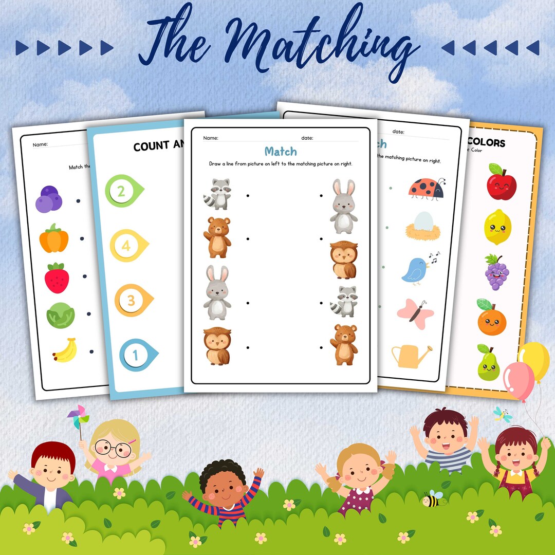 25 Printable Matching Worksheets, Match the Picture, Matching ...