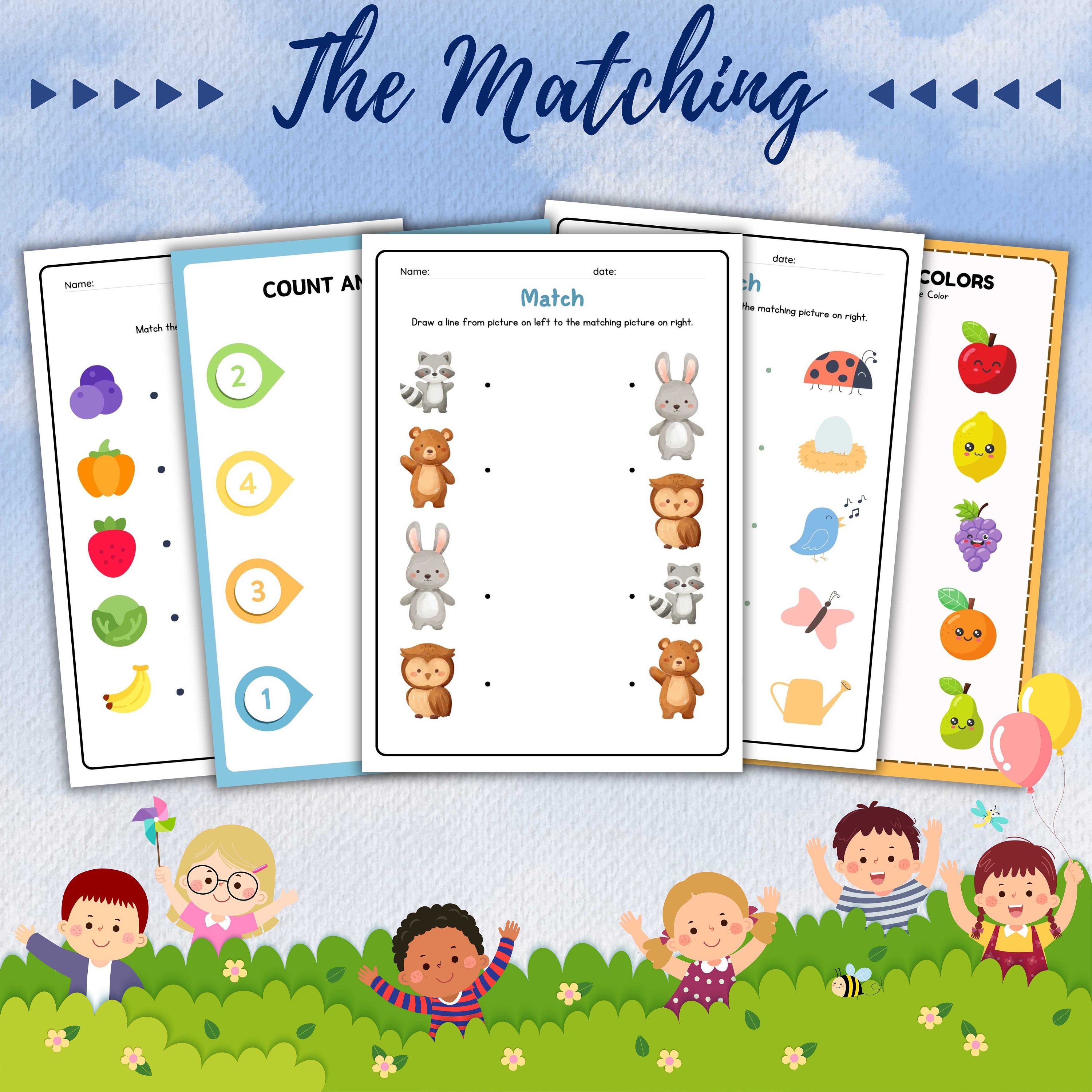 25 Printable Matching Worksheets, Match the Picture, Matching ...