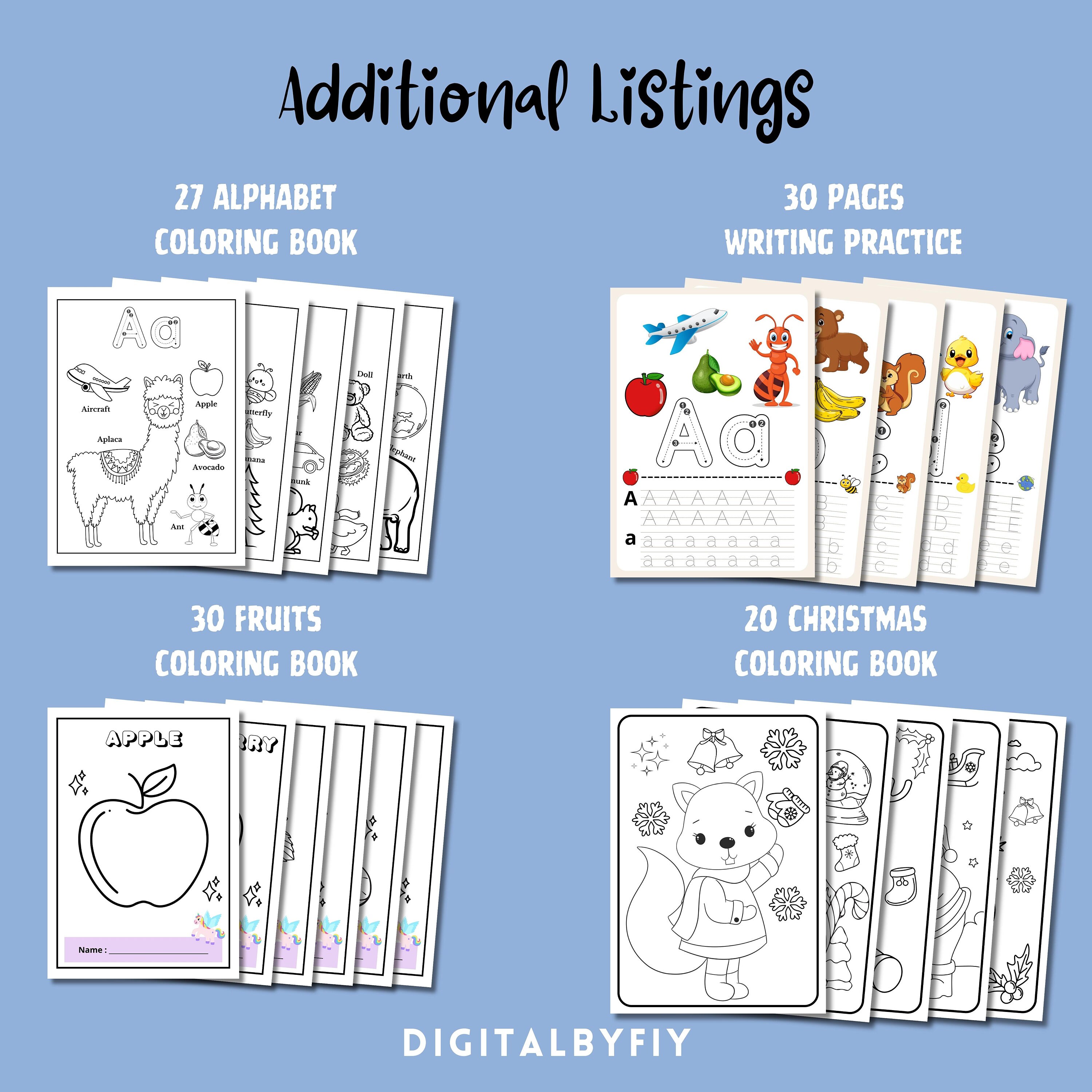 33 Pages Writing Practice, Preschool Handwriting Worksheets, Coloring ...