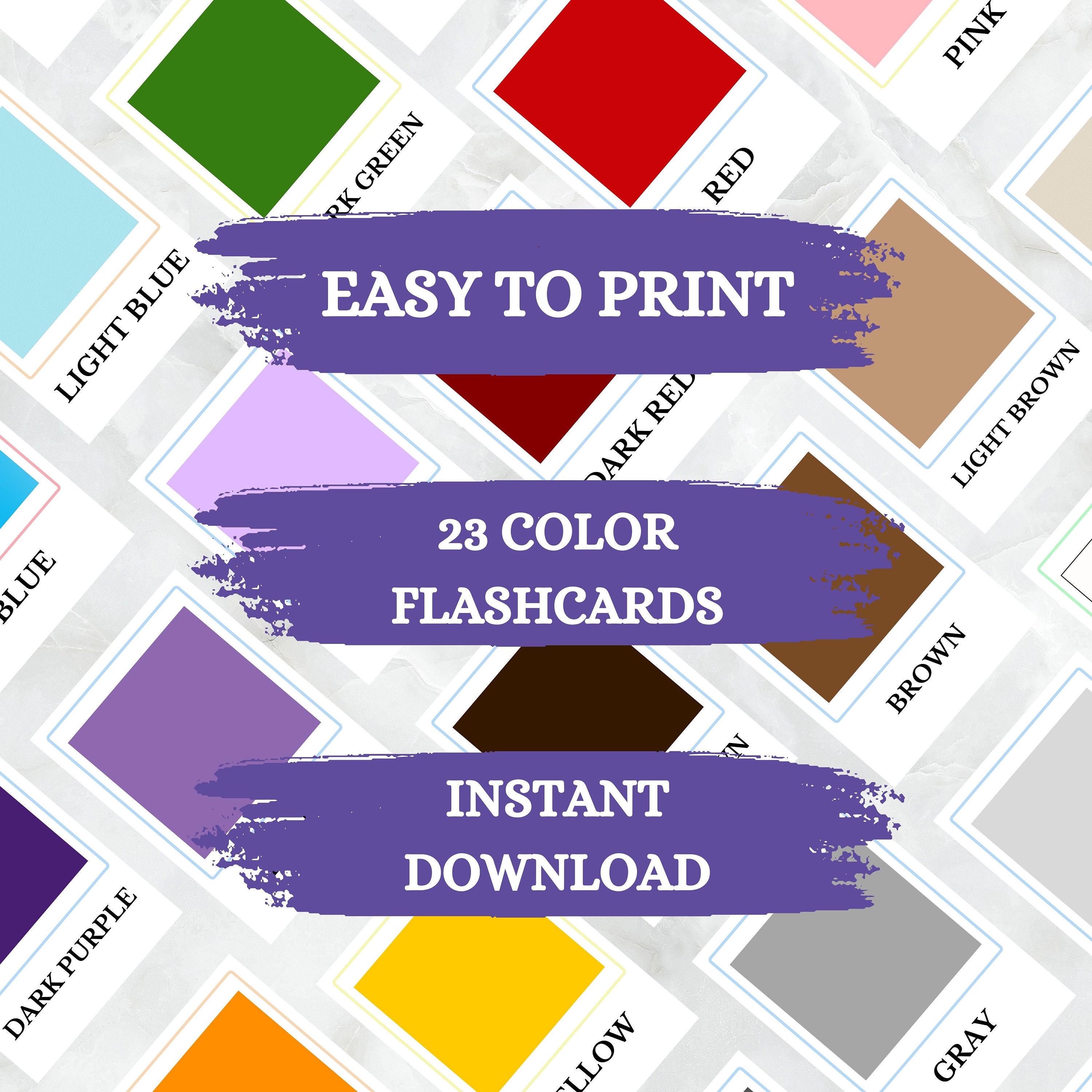 23 Color Flashcards, Printable, Flashcards for Kids, Pre-school Cards ...