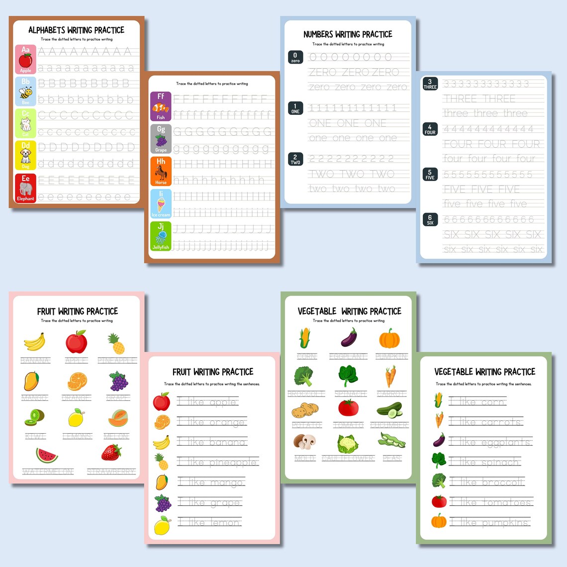 33 Pages Writing Practice, Preschool Handwriting Worksheets, Coloring ...