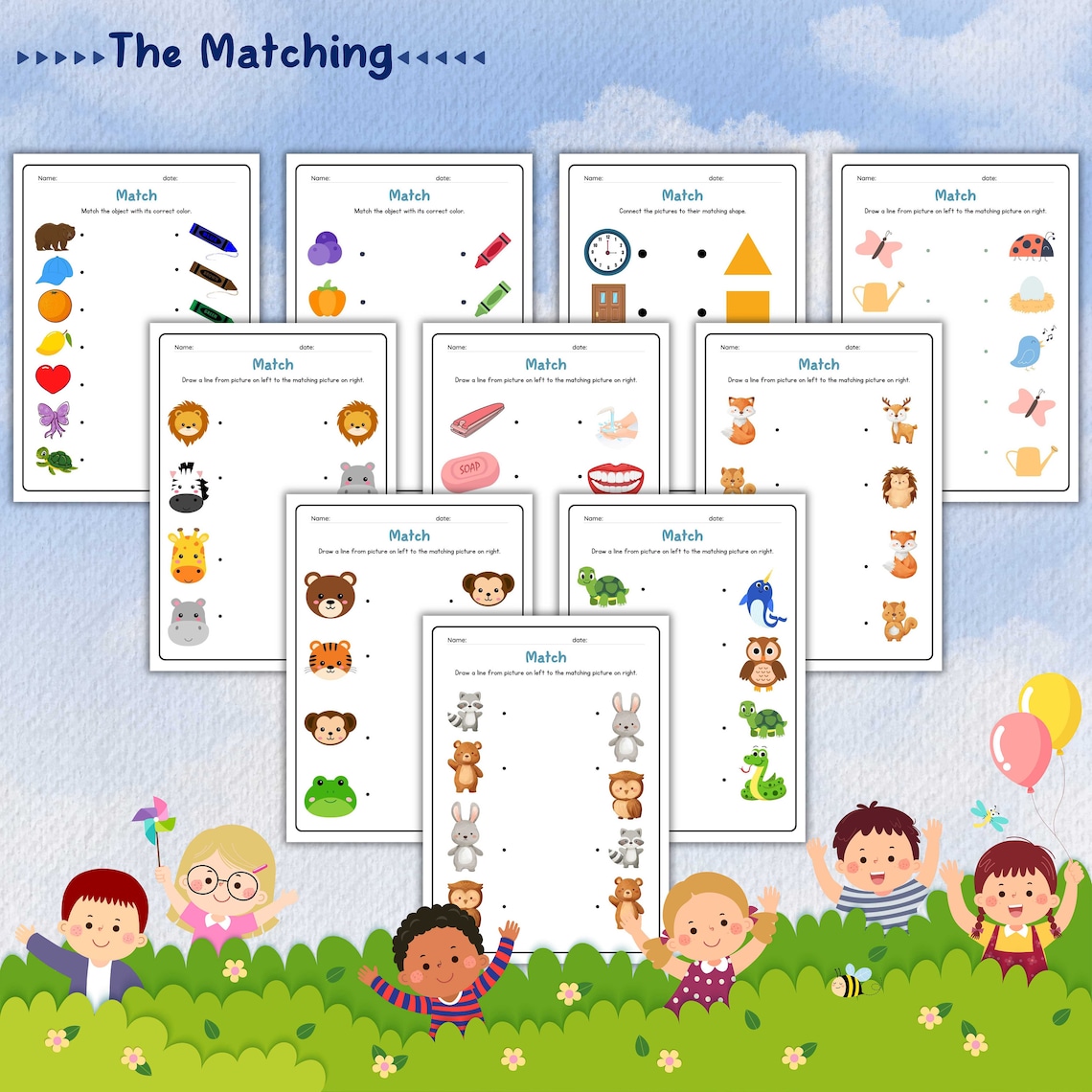 25 Printable Matching Worksheets, Match the Picture, Matching ...