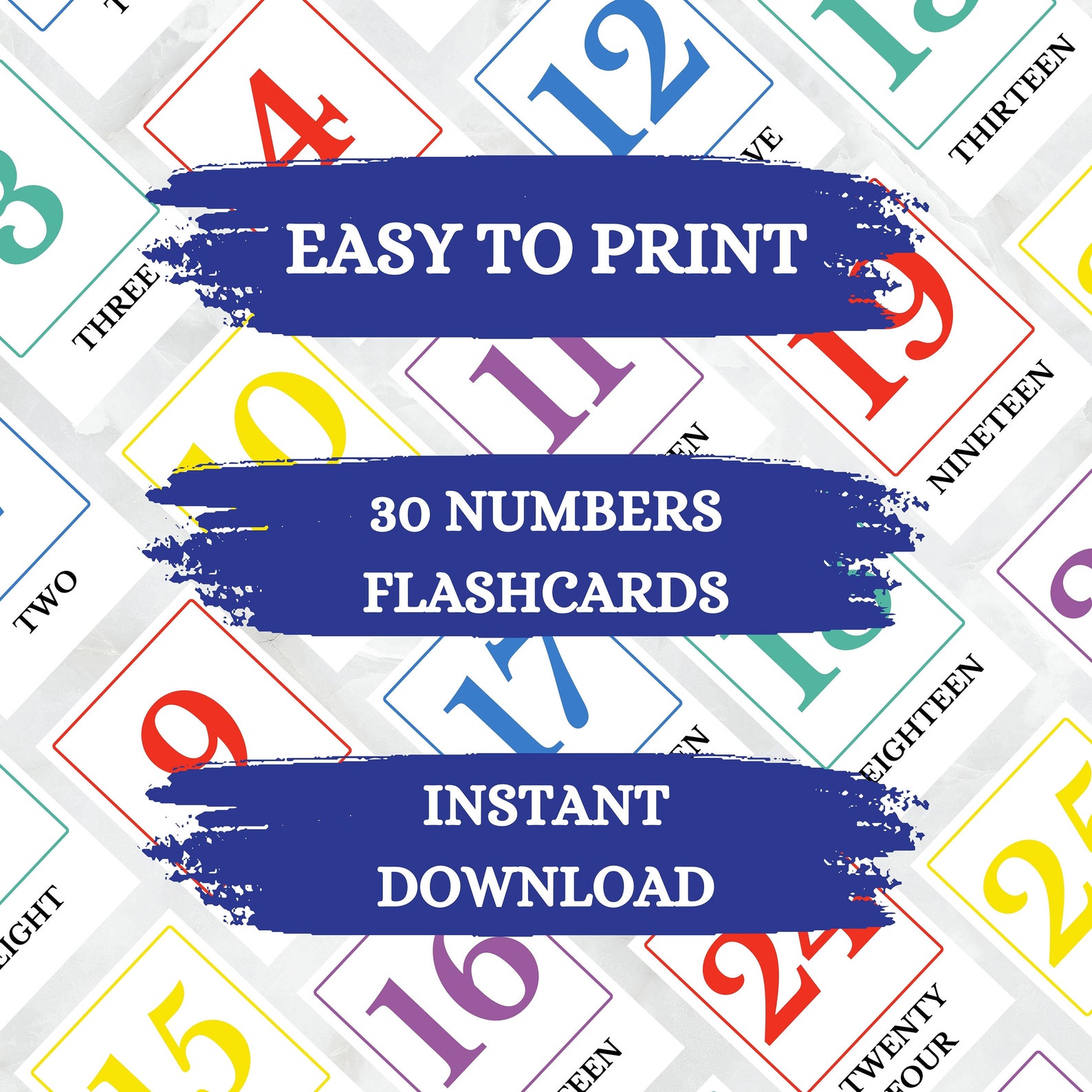 30 Numbers Flashcards, Printable, Flash Cards for Kids, Pre-school ...