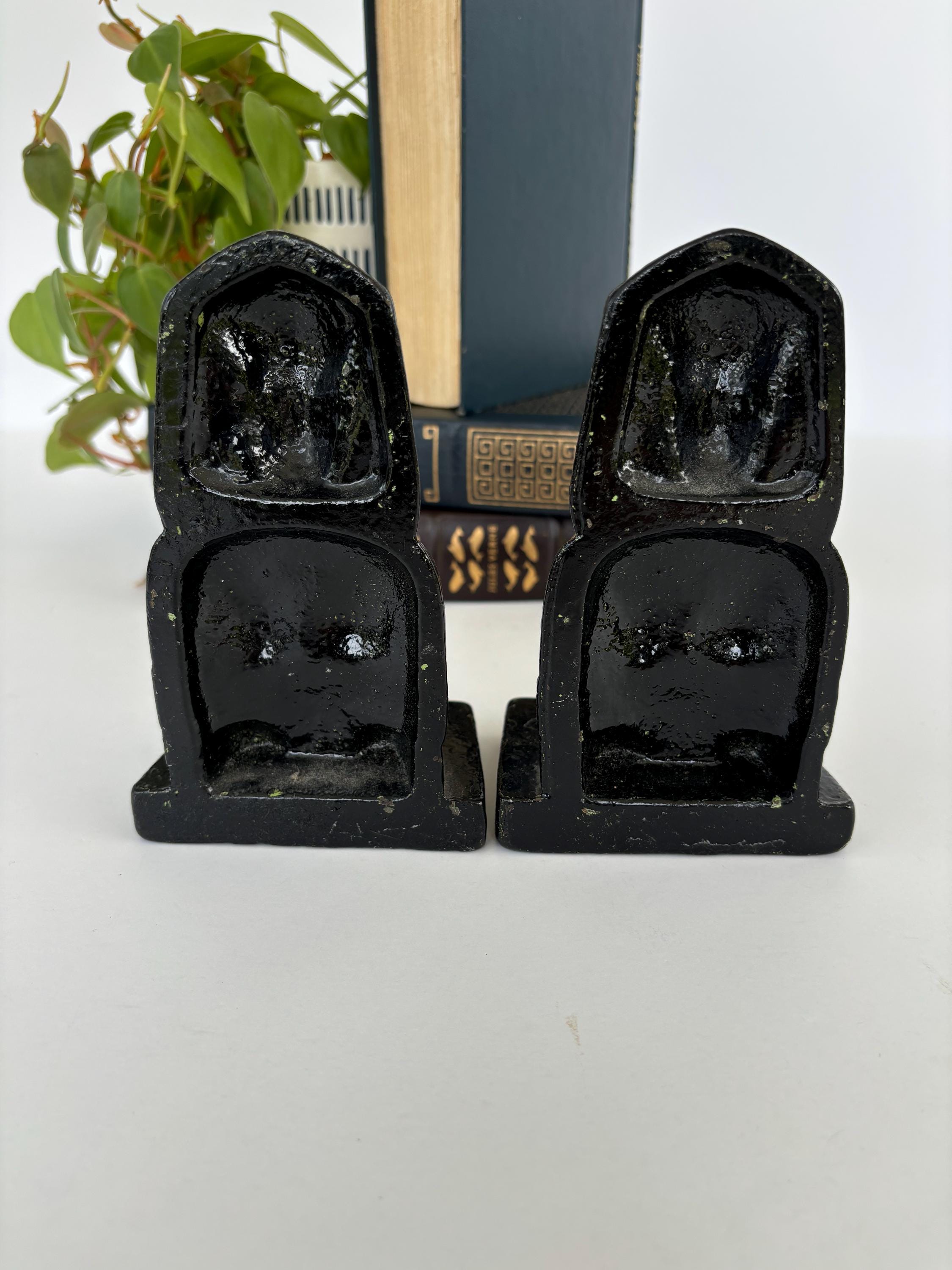 Vintage 1920's Cast Iron Sphinx Bookends, Art Deco Style, Book Shelf ...