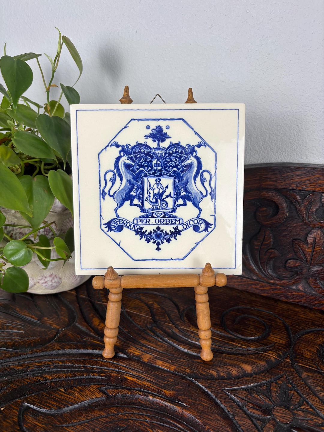 Vintage Delft Hand-painted Blue and White Tile, Pharmacy, Garden ...